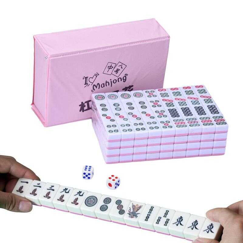 144Pcs/Set Mini Mahjong Game Set Gamit Ang Portable Box Mah Jongg ...