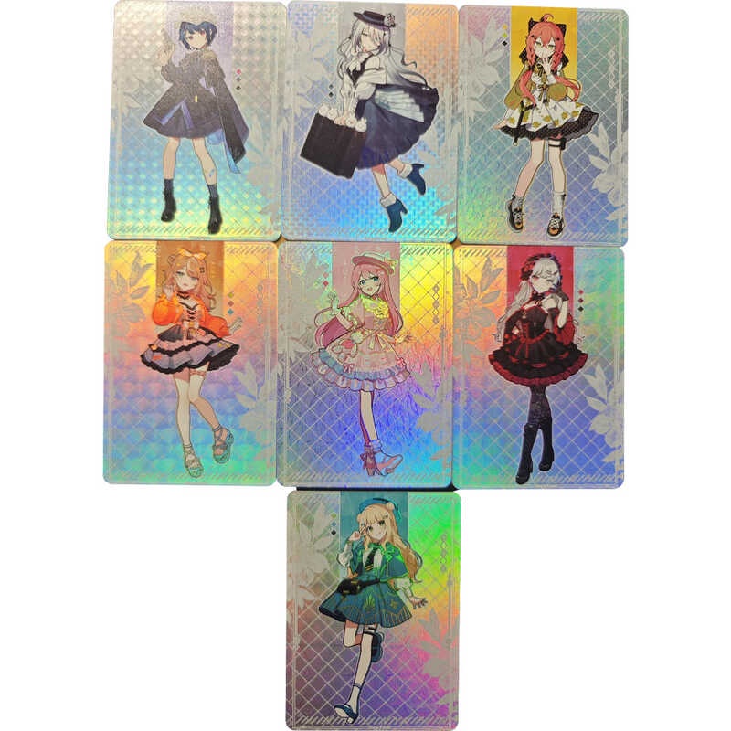 7Pcs/Set Anime Girl Collection Card Refractive Colorful Flash Kawaii ...