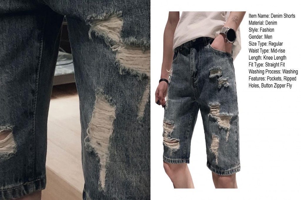 PP Distressed Denim Shorts Men Denim Shorts Men's Summer Denim Shorts ...