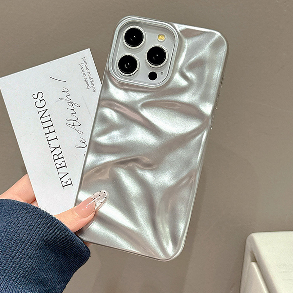 INS Solid Color 3D Water Ripple Phone Case for IPhone 11 16 15 Pro Max ...