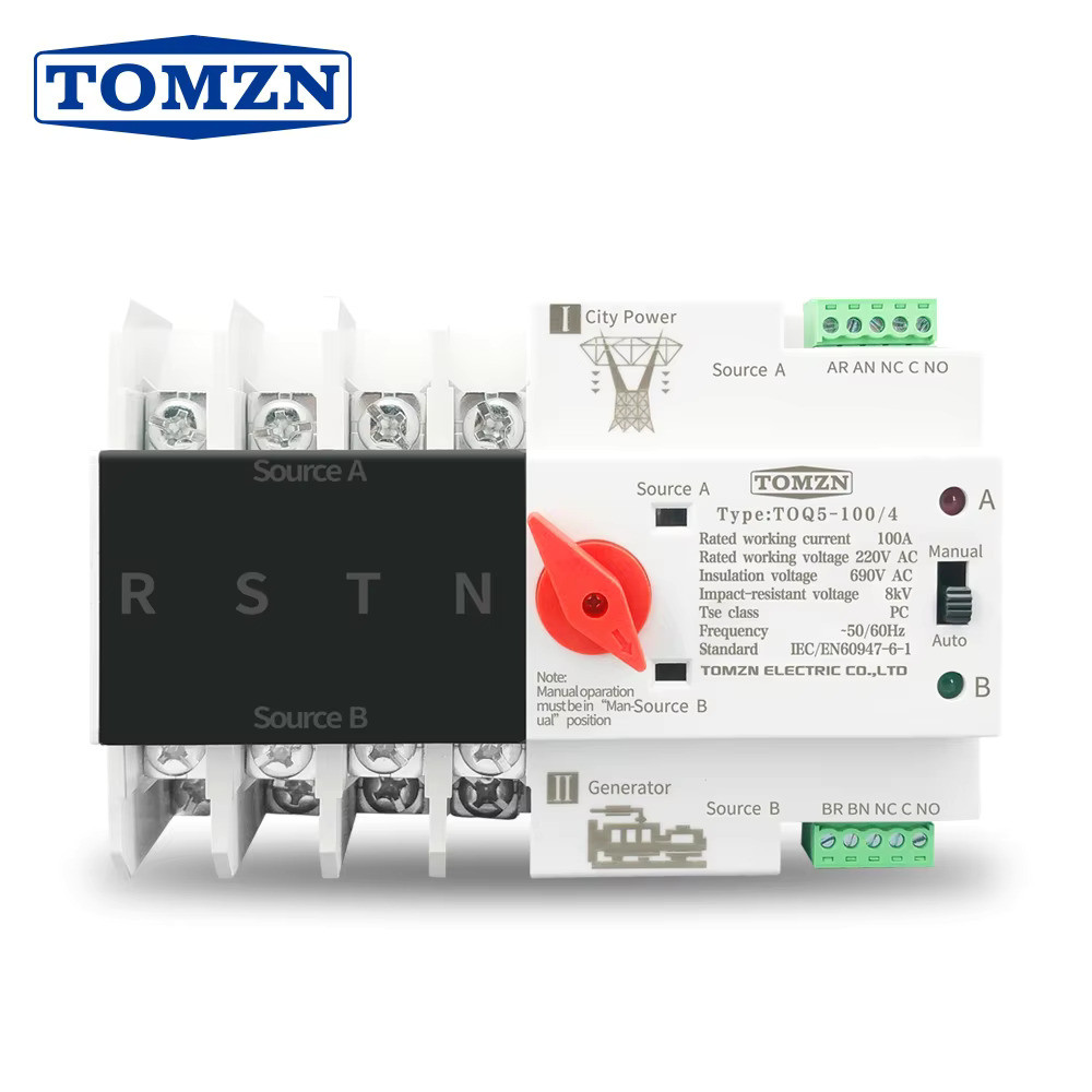 3 Phase Din Rail ATS Dual Power Automatic Transfer Switch Electrical Selector Switches ...