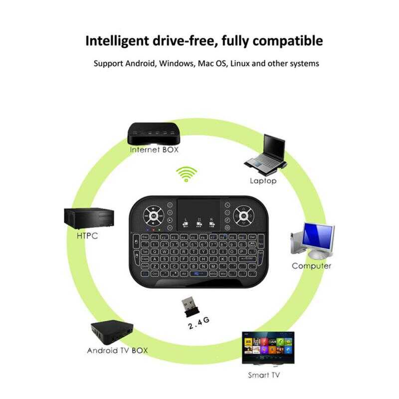 A8 Mini Keyboard 2.4G Dual Mode Handheld Fingerboard Backlit Mouse ...