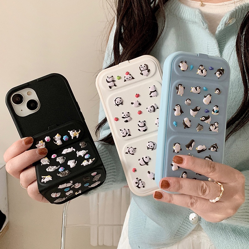 High Quality Panda Cat Penguin DIY Bubble Stickers Fold Kickstand Phone ...