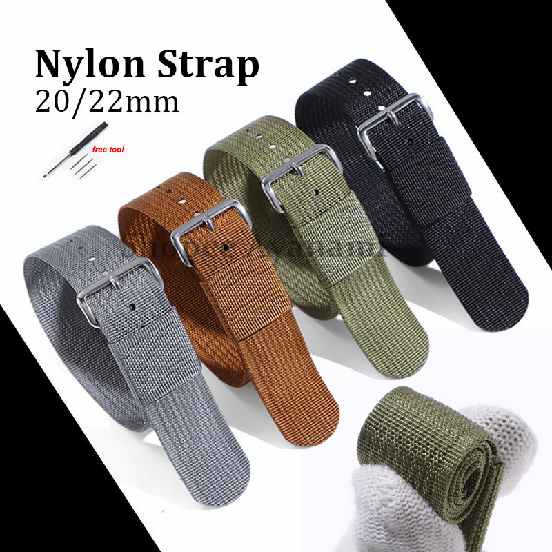 20mm 22mm Nylon Watch Strap Soft One Piece Loop Bracelet NATO Strap ...