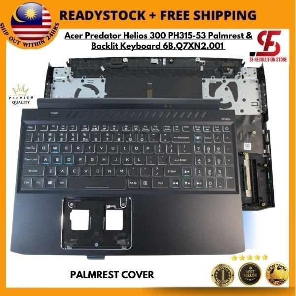 Acer Predator Helios 300 PH315-53 Palmrest & Backlit Keyboard 6B.Q7XN2 ...