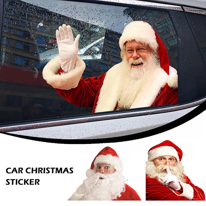 Christmas 3D Realistic Santa Claus Car Window Sticker Home Rear Window ...