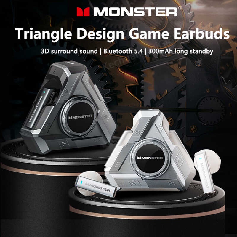 Original Monster Xkt22 Bluetooth 5.4 Wireless Headphones TWS Gaming ...