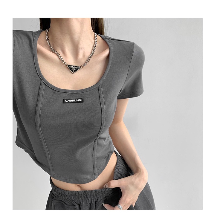 Retro Pure Hot Girl Curved Midriff Outfit Lace up Short Top Women's ...