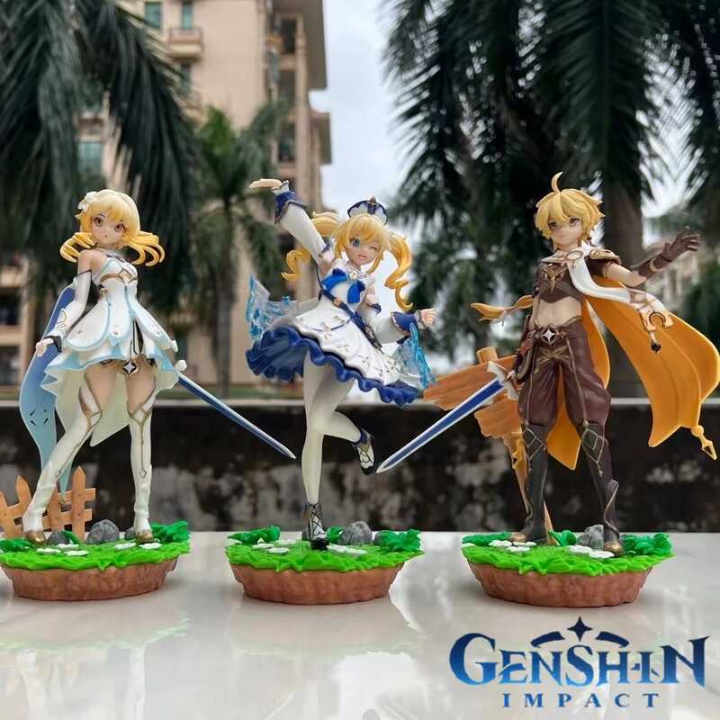 20Cm Genshin Impact Aether Lumine Barbara Anime Figures Game Statue Pvc ...
