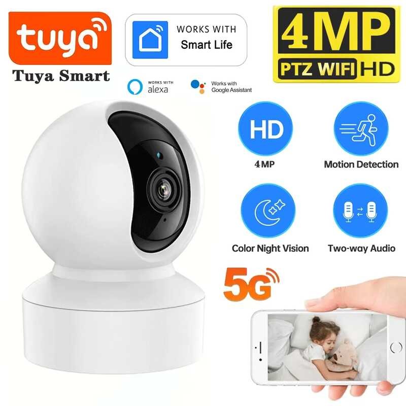 Tuya Smart Mini 5G Wifi IP Camera 4Mp Indoor Wireless Security Home CCTV Surveillance Camera ...