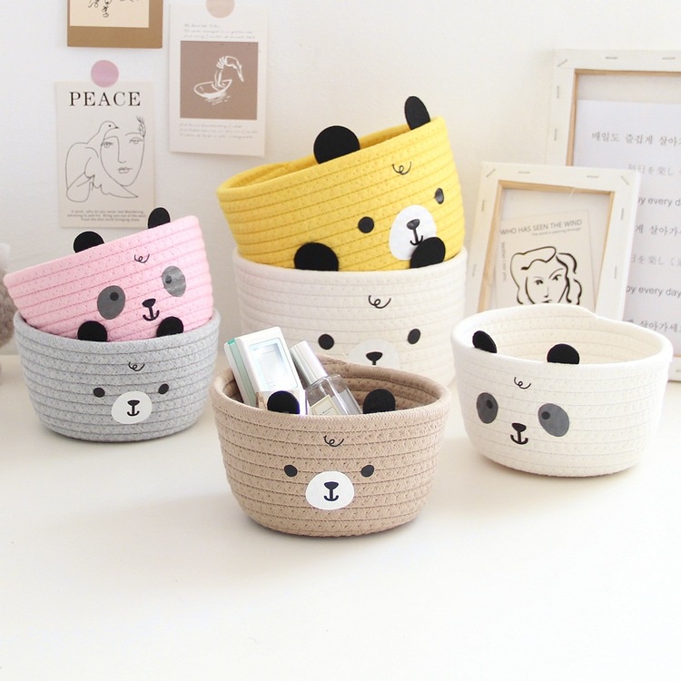Cute Storage Baskets Rattan Woven Bedroom Household Decor Organizer ...