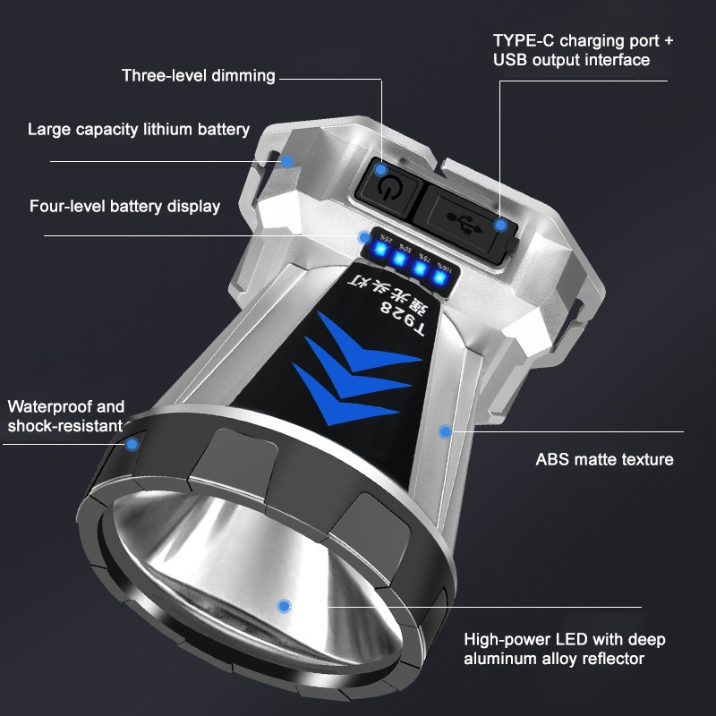 White FlashLight Yellow Headlamp Super Bright Rechargeable High Power ...