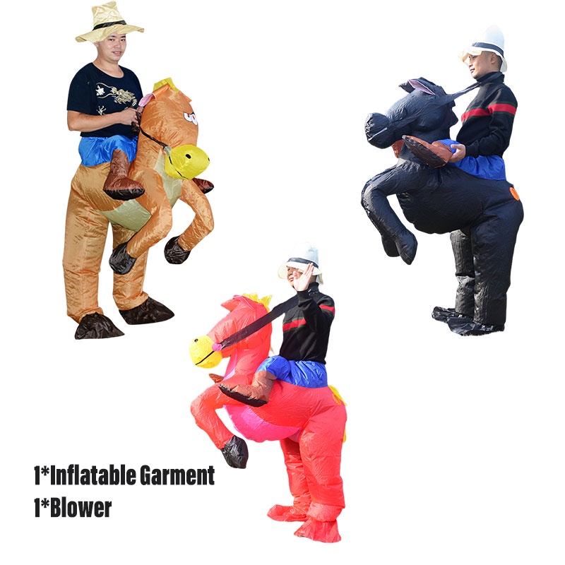 Adult Inflatable Horse Jockey Costume Cartoon Outfit Races Night ...