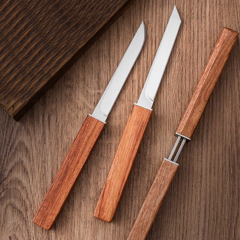Stainless Steel Double Blade Kitchen Knives with Wood Handle Meat ...