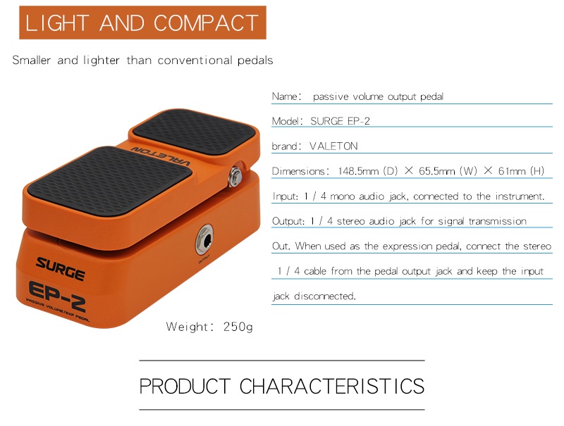 Valeton EP-2 2 in 1 function volume expression control pedal mini ...