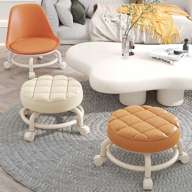 BUTTERFLY.PHC Low Roller Round Seat Swivel Chair Small Portable ...