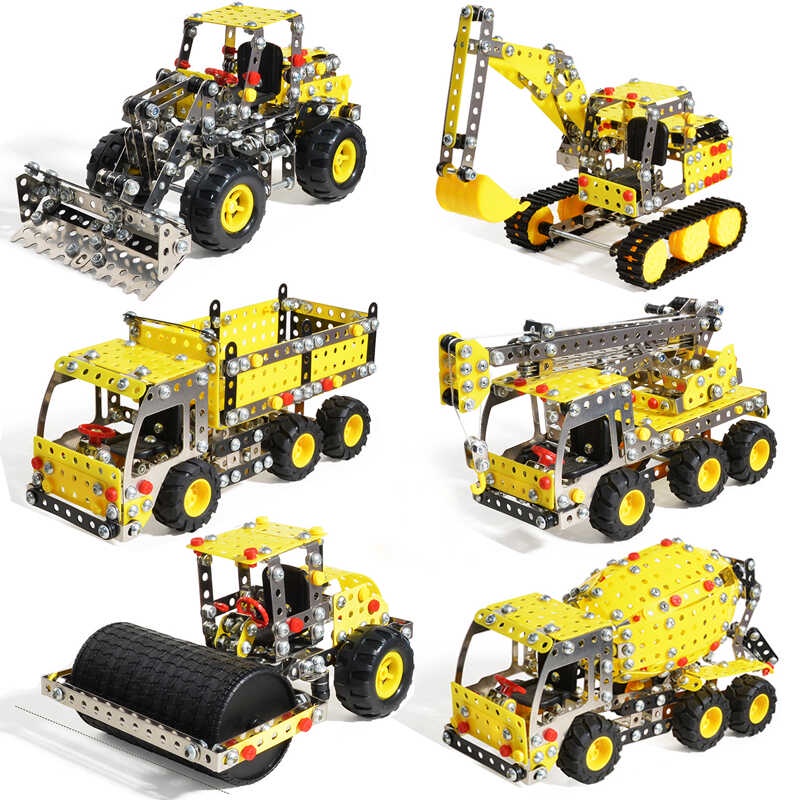 3D Metal Building Block Assembly Model Excavator Tipper Truck Crane DIY ...