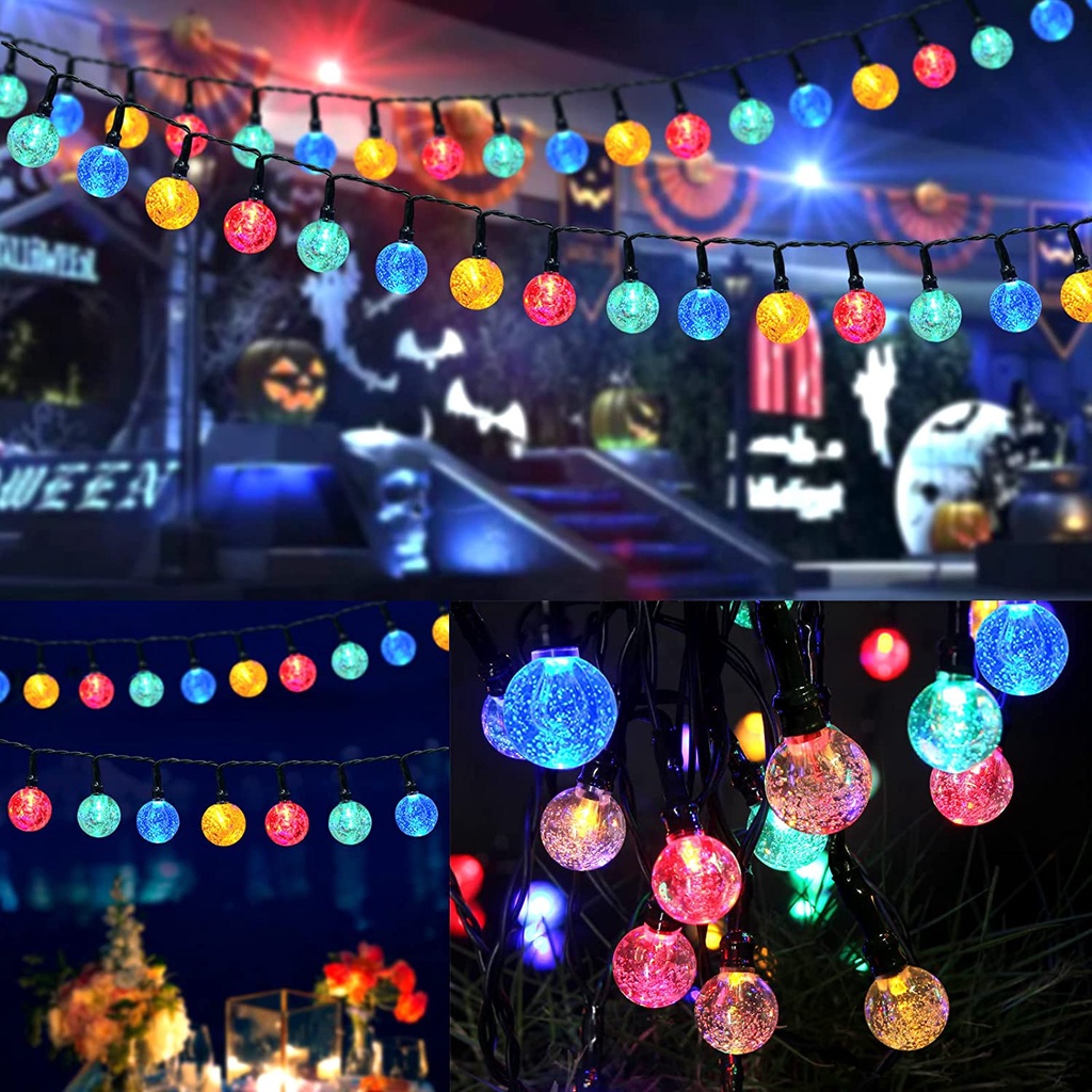 Lights String Outdoor Waterproof LED Christmas Solar Power Crystal ball ...