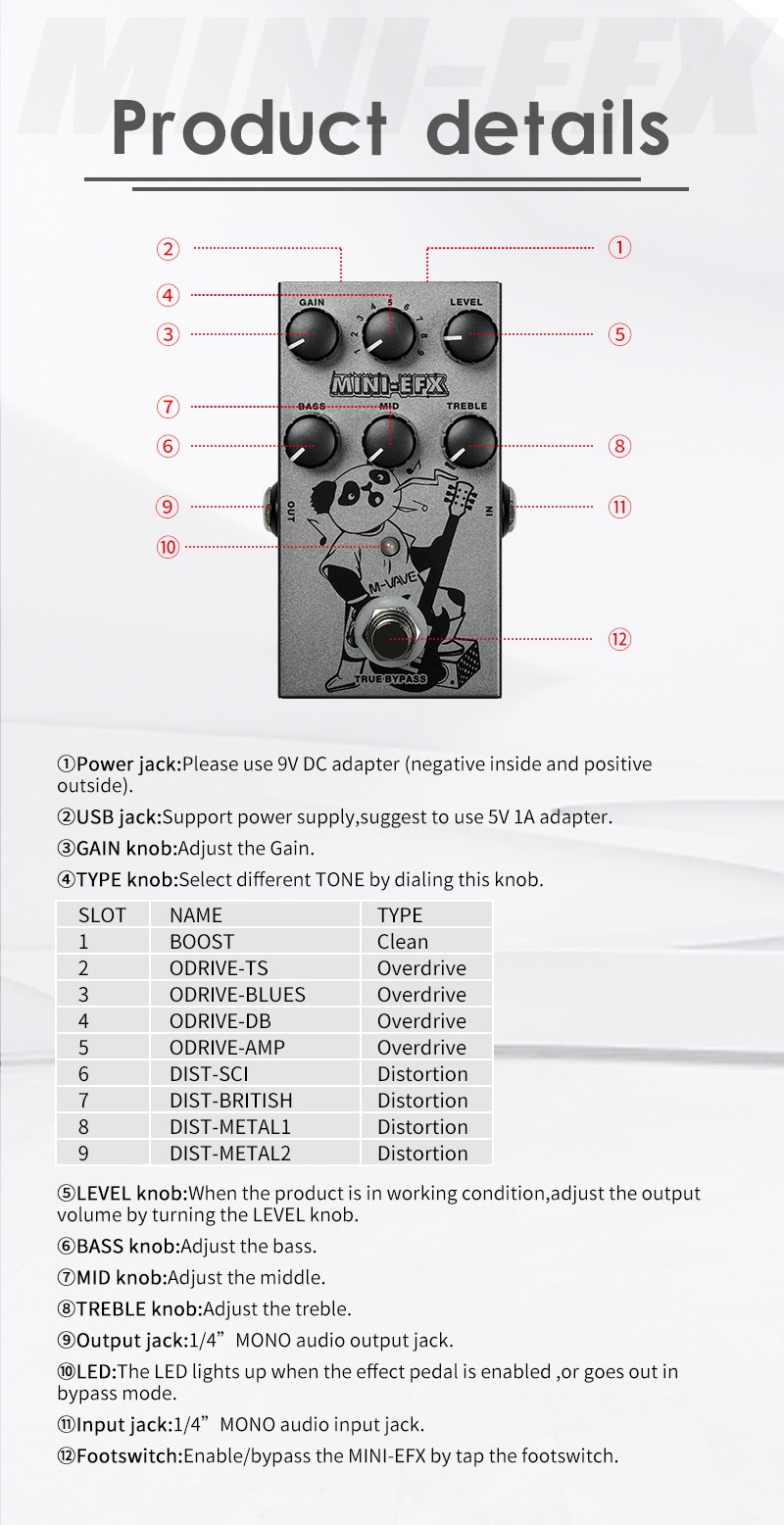 M-vave MINI-EFX Multic-effects Pedal 4 Overdrive Effects 4 Distortion ...