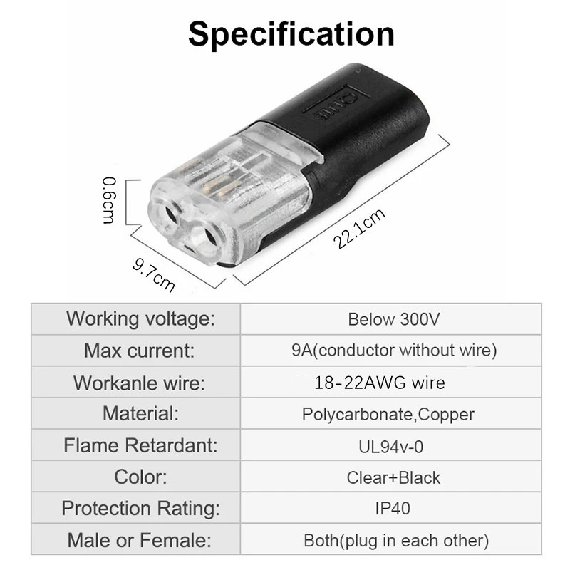 [Wholesale Price]10Pcs Double-Wire Plug-In Connector / 2- Pin Pluggable ...