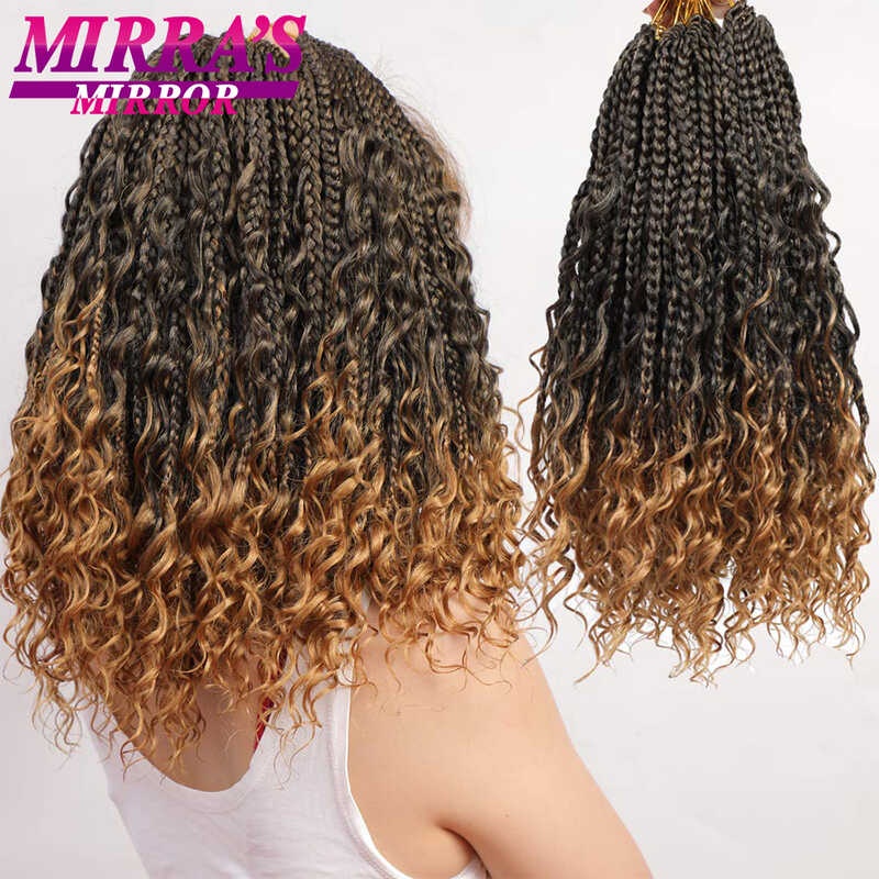 Synthetic Box Braids Hair Crochet With Curly End 14 Inch Goddess ...