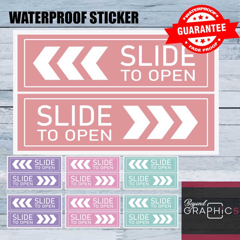 BG Slide to Open Door Sticker Sign Set Pastel Color Version l Door Sign ...