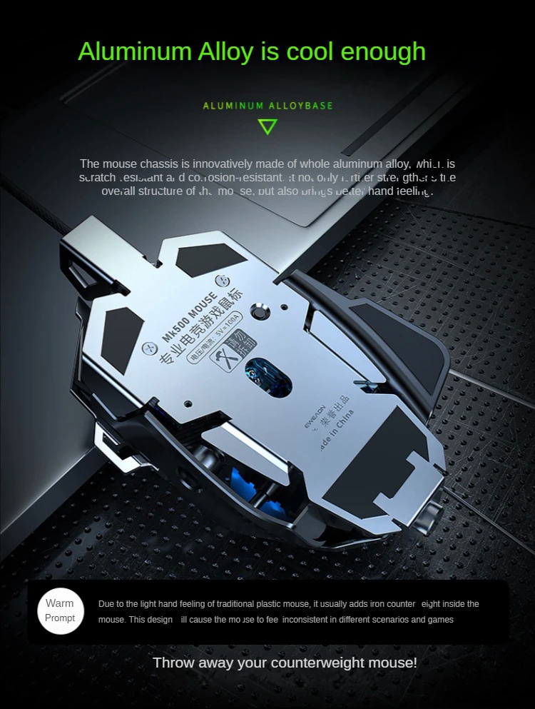 New Mechanical Wired Gaming Mouse 9 Key Macro Definition 12800 DPI ...