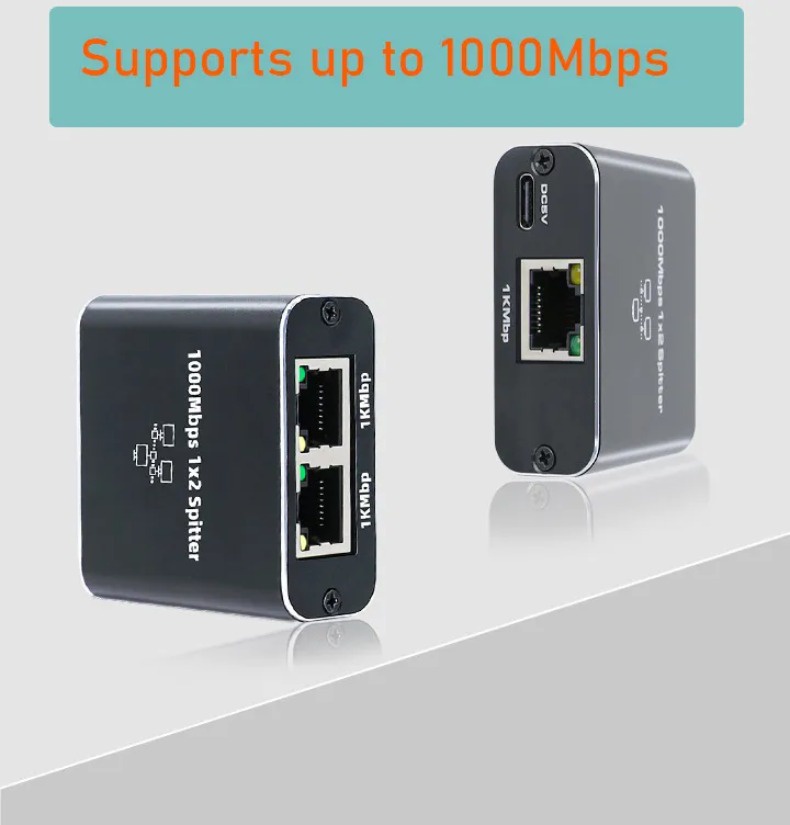 Gigabit Network Splitter Ethernet LAN Splitter for 2 PC laptop Network ...