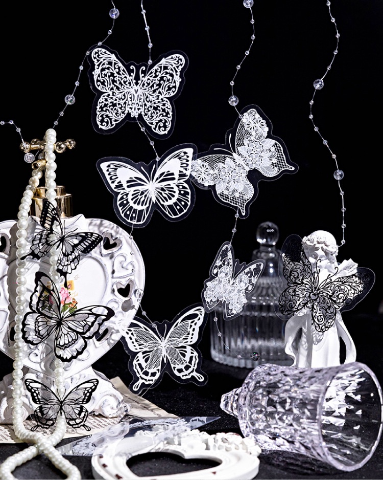 ENWEI 10 Pc [Butterfly Lace Series] Lovely Journal Stickers PET Sticker ...