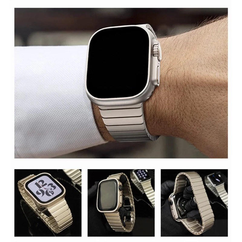 Titanium color metal band For iWatch Series 9 8 Ultra 2 49mm 41 45mm ...
