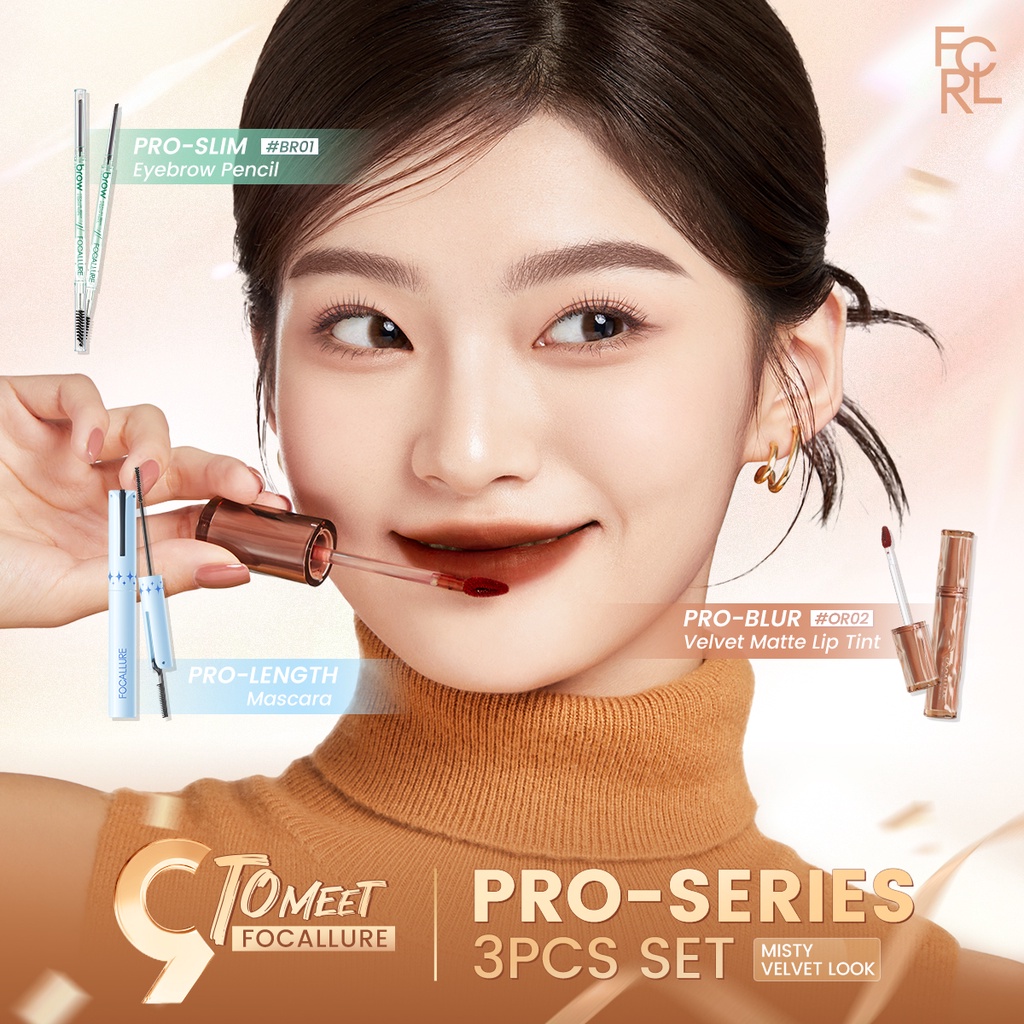 FOCALLURE 9ToMeetFocallure Pro Series 3PCS Set 9 Anniversary Makeup Set Eyebrow Lips Makeup Set ...