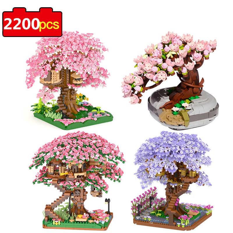 Tree House Plant Model Blocks Bricks City Mini Sakura Succulents Cherry ...