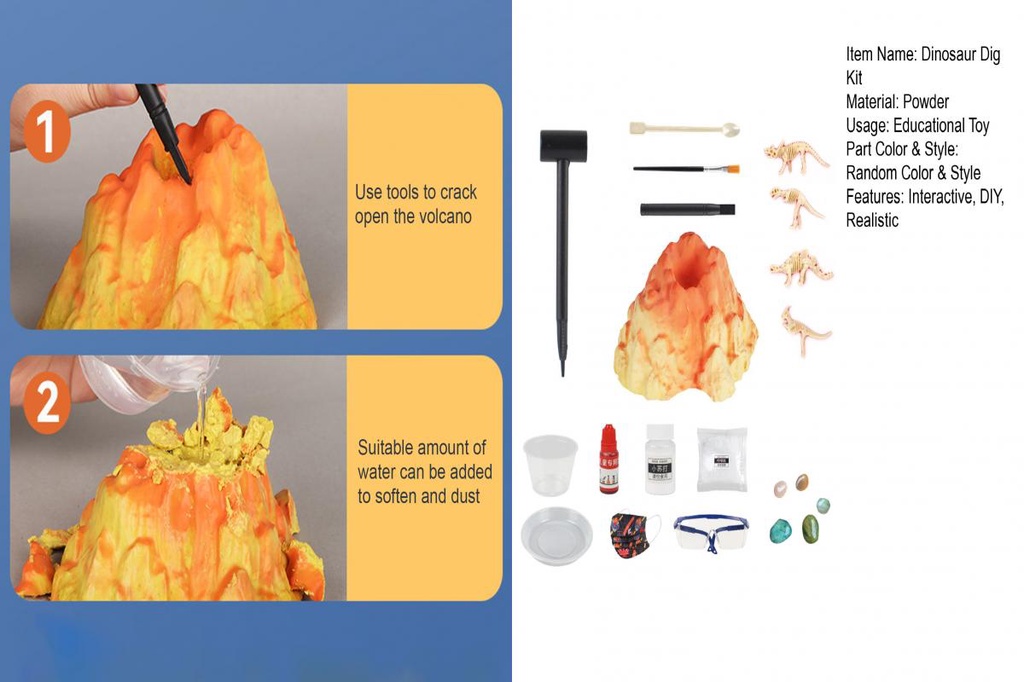 SU Volcano Eruption Science Experiment Kit Dinosaur and Gem Digging Kit ...