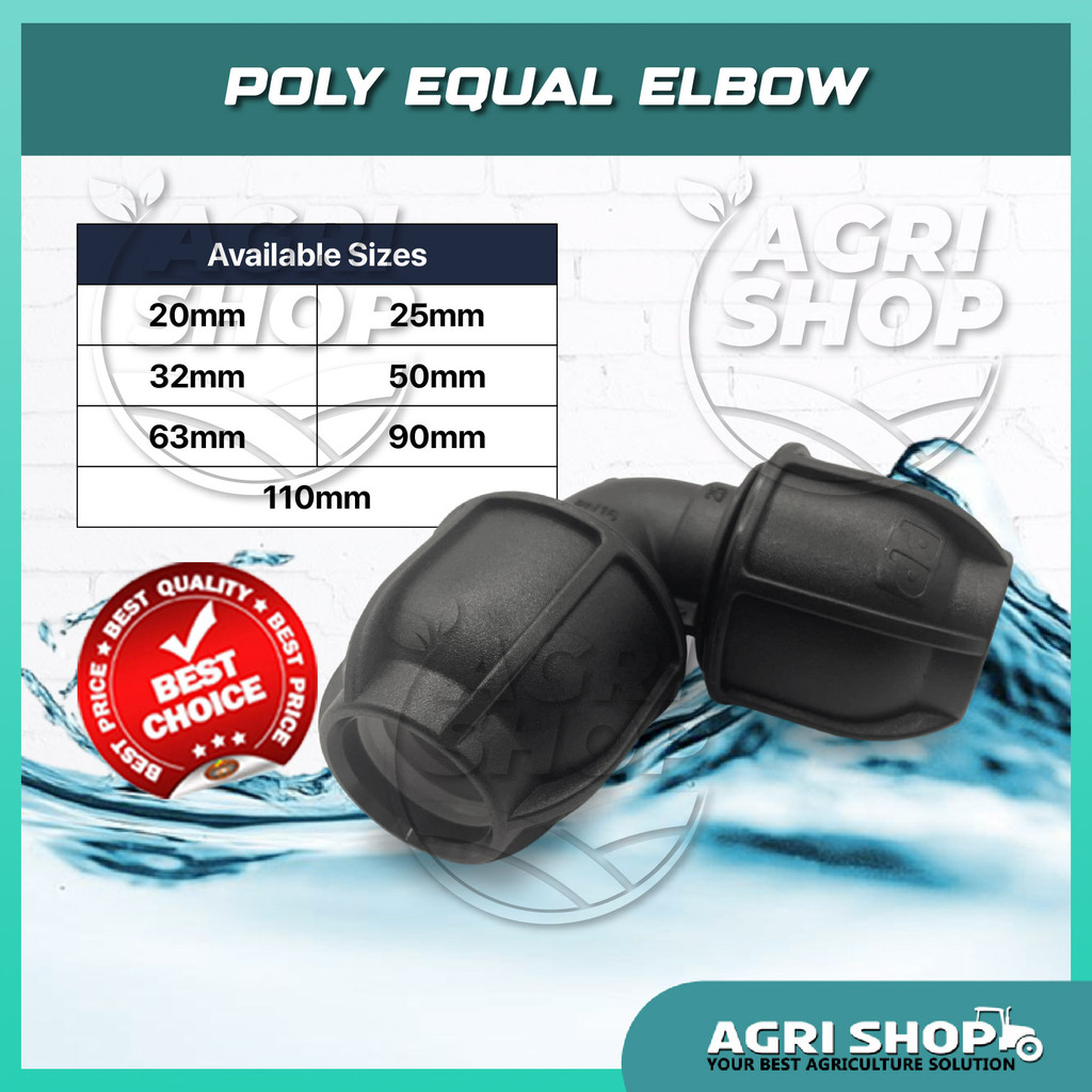Agrishop Poly Equal Elbow [63mm 90mm 110mm] HDPE Fittings Irrigation ...