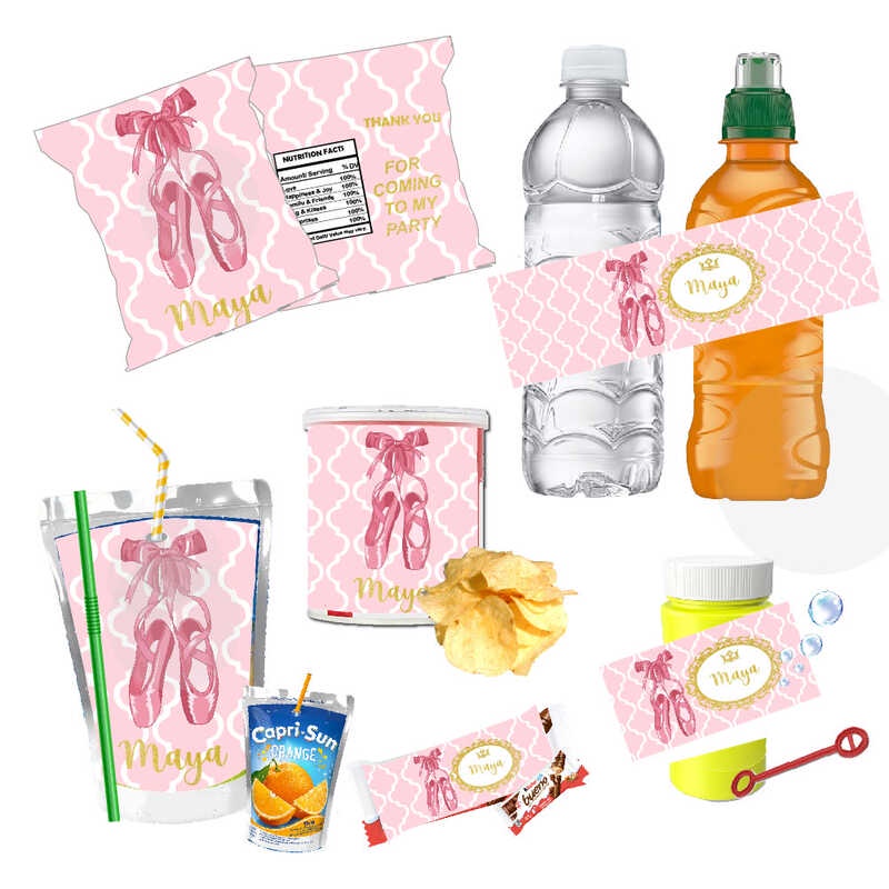 Custom Pink Ballet Shoes Ballerina Capri Sun Juice Pouch Stickers Water ...