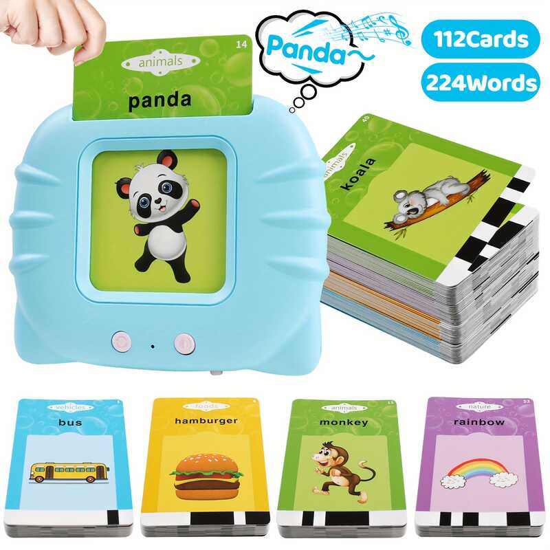 Blue Toddler Cards Toys 2 3 4 5 6 Years Old, Reading Hine With 112Pcs ...