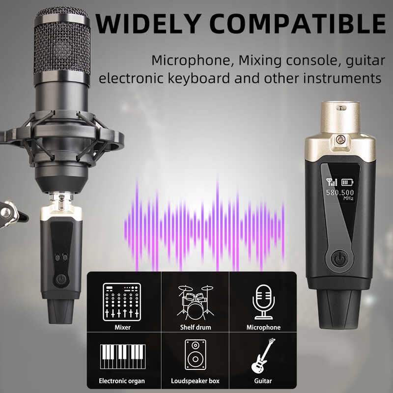 wireless Microphone Transmitter/Receiver para sa Dynamic Microphone ...