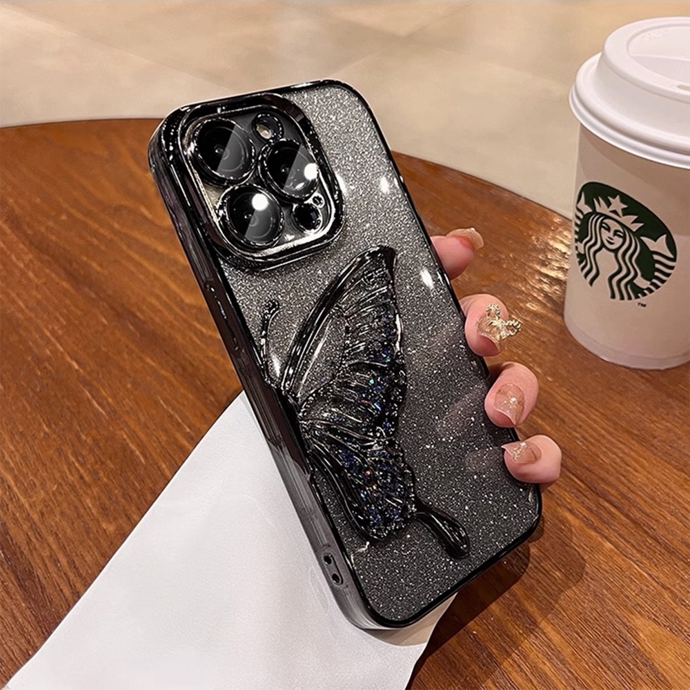 Gradient Glitter Butterfly Phone Case for IPhone 12 13 14 15 Pro Max Soft TPU Case with Camera ...