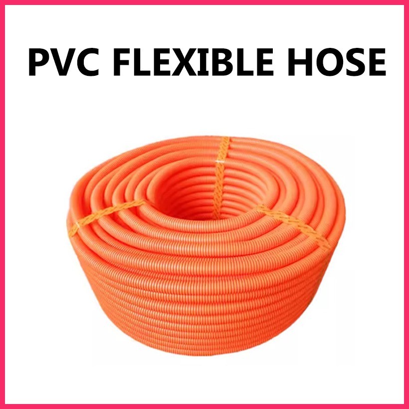 ☔︎ ∈ PVC Flexible Hose Orange 50/100m Per Roll Conduit Hose 1/2" 3/4" 1 ...