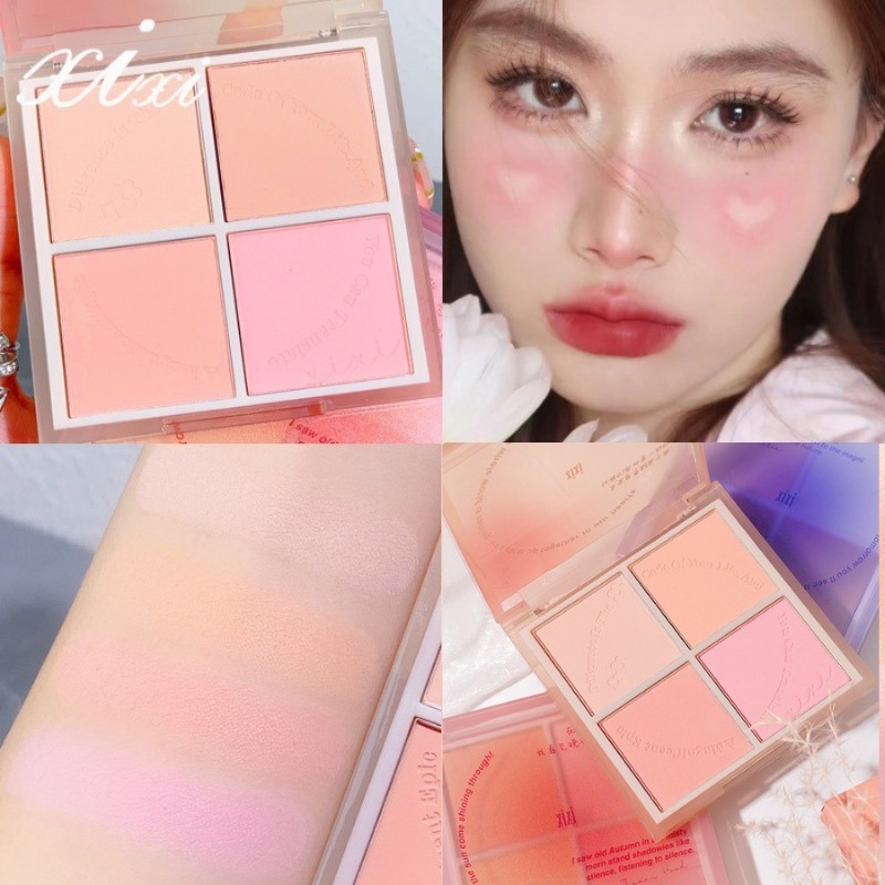 XIXI 4 Colors Blush Plate Natural Matte Pink Orange Cheek Pearl Shimmer ...
