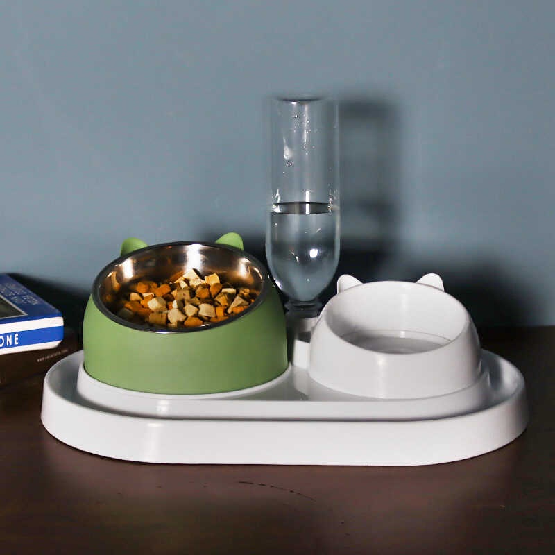 Pet dog at cat double bowl multi-function pagkain ng mangkok mabagal ...