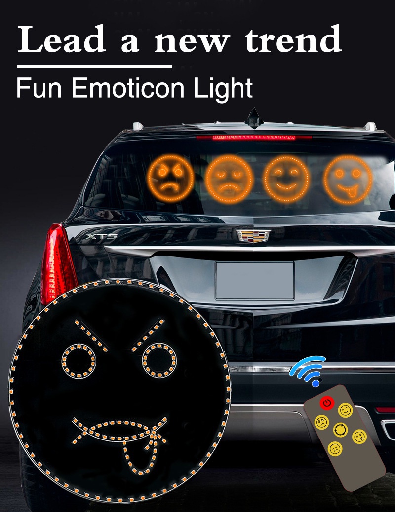 Car LED Fun Emoticon Light Smiley Face Rear Window Car Multi-function ...