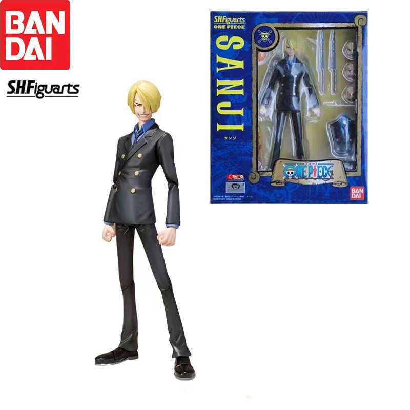 100% BANDAI Genuine ONE PIECE SHF Sanji 14cm Anime Action Figures Scale ...