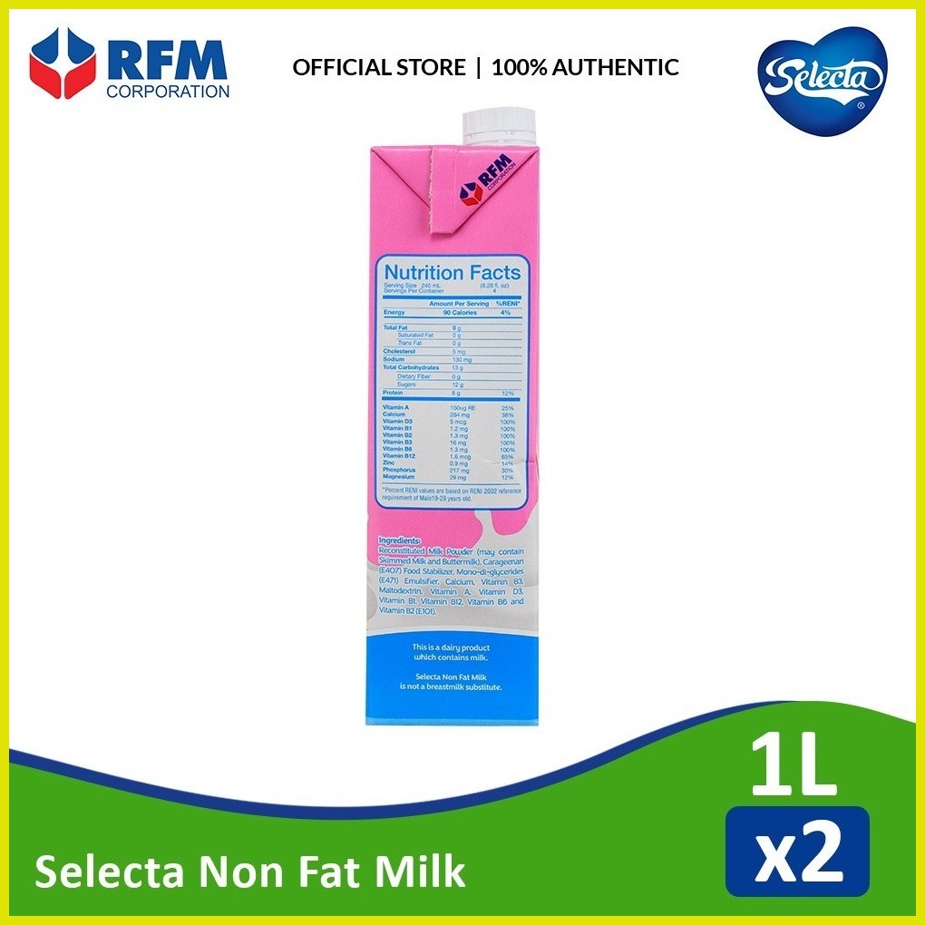Selecta Non-Fat Milk 1L (Set of 2s) | Shopee Philippines