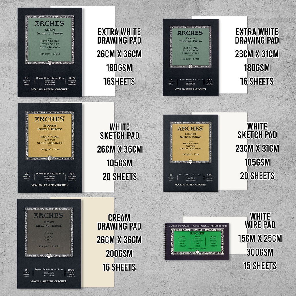 Arches Artist Premium Quality Watercolor Sketch Sketching Drawing Block ...