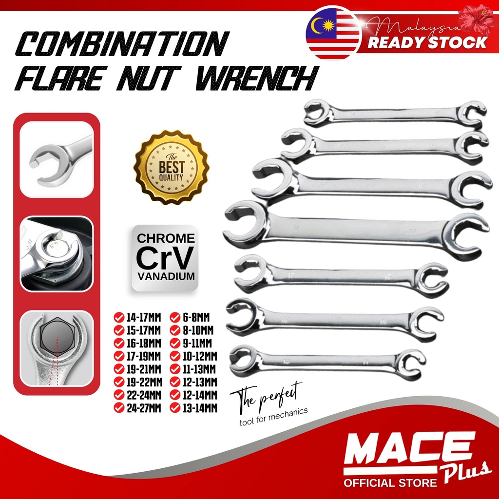 Heavy Duty Combination Flare Nut Wrench 6mm To 27mm Ratchet Wrench Open ...