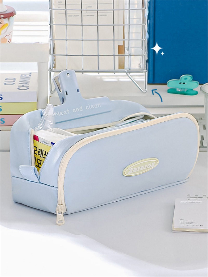 Double Layer Pencil Case Large Capacity Minimalist Girl Student Fabric ...