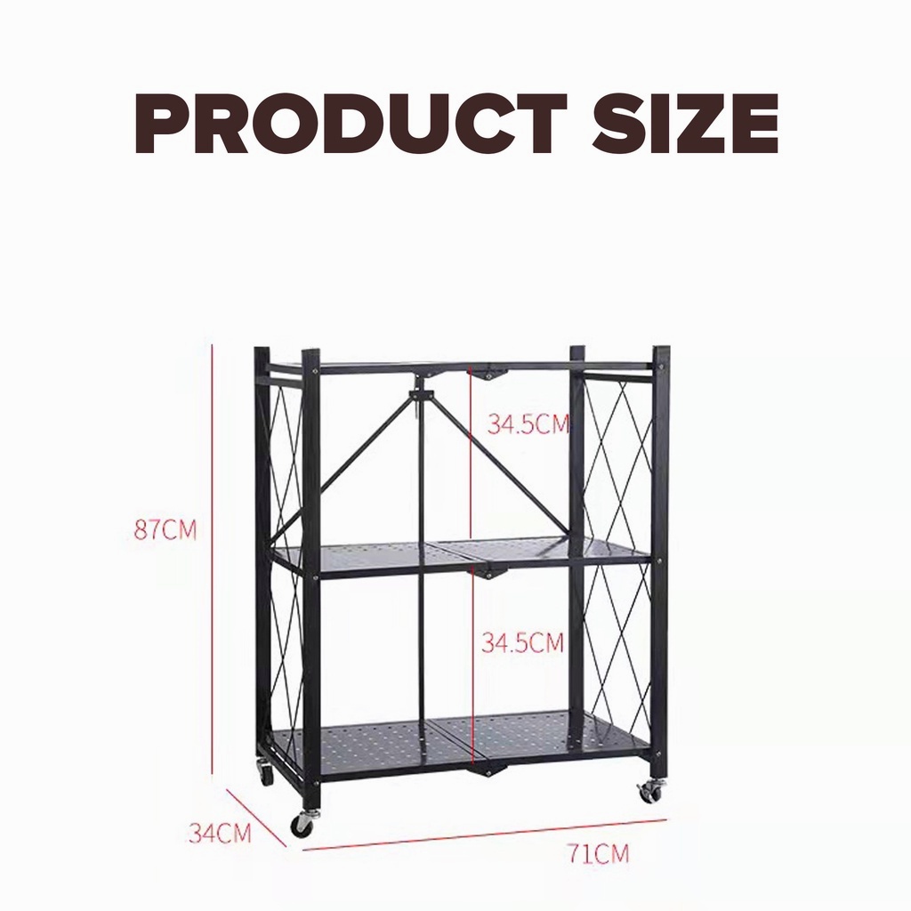 3-5Layer Kitchen Rack organizer Folding Racks Rack Shelves With Wheels ...