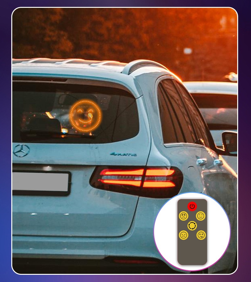 Car LED Fun Emoticon Light Smiley Face Rear Window Car Multi-function ...