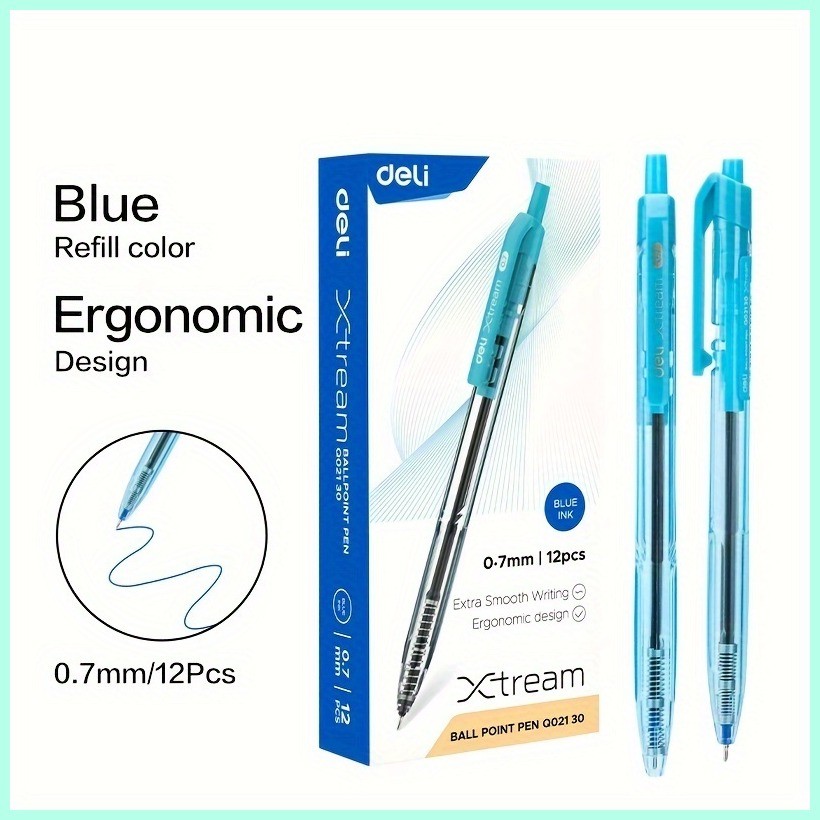 Office Ball Pen 0.7 mm 12pcs/Box Ballpoint Pen Black Blue Smooth ...